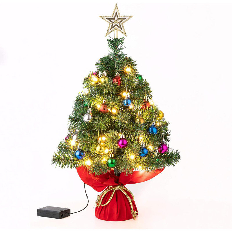 Charlton Home® 22Inch Tabletop Christmas Tree Mini Artificial Christmas Tree with 30 LED Lights ...