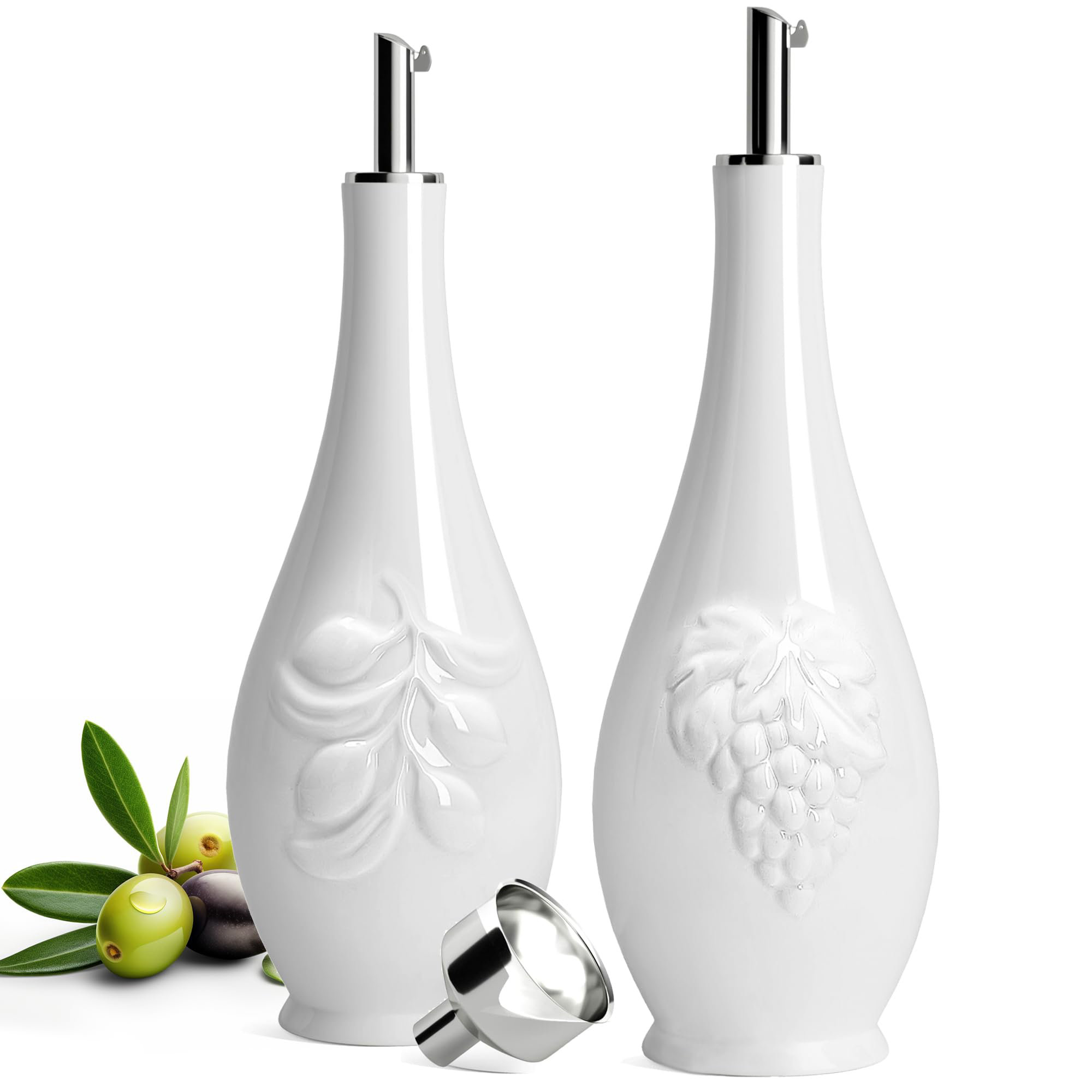Latitude Run® Porcelain Oil And Vinegar Dispenser Set, 16 Oz Olive Oil ...