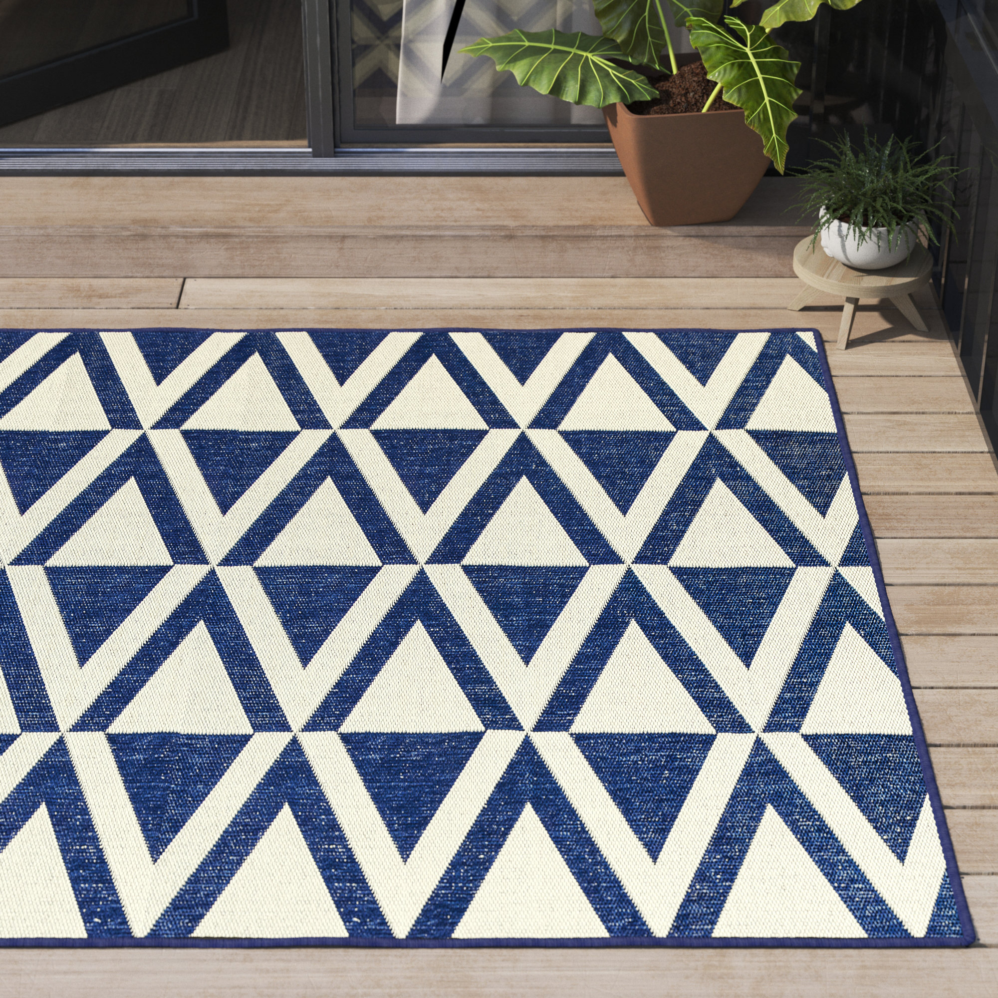 Mercury Row Greear Geometric Indoor/Outdoor Runner Rug for Living Room ...