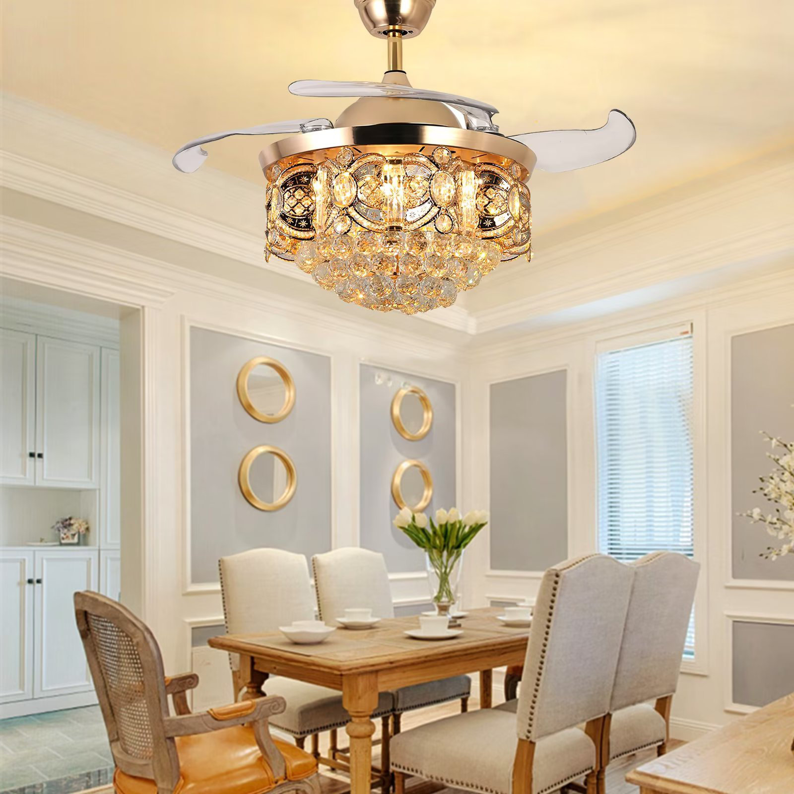 Rosdorf Park 42" Dietburg 4 - Blade LED Retractable Blades Ceiling Fan ...