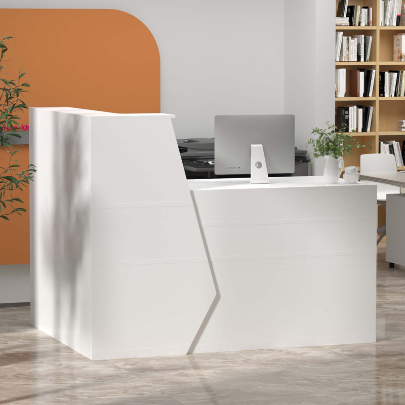 Inbox Zero Gurtha L-Shaped Manufactured Wood Reception Desk & Reviews ...