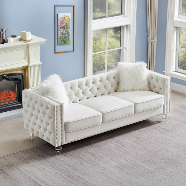 House of Hampton® Anastasaos 83.07" Tufted Upholstered Sofa with ...