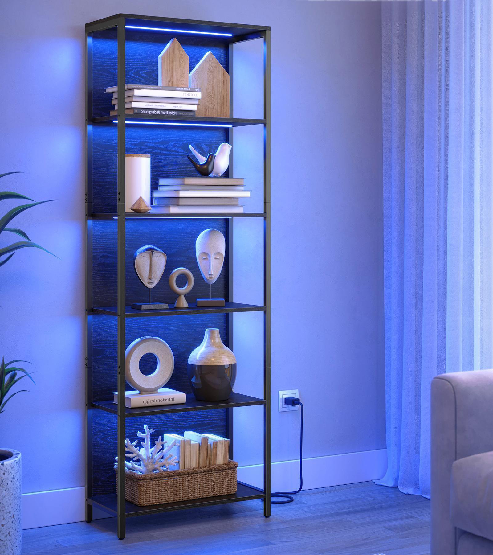 Wrought Studio™ 70.3'H LED Bookshelf, Display Shelf With Dimmable ...