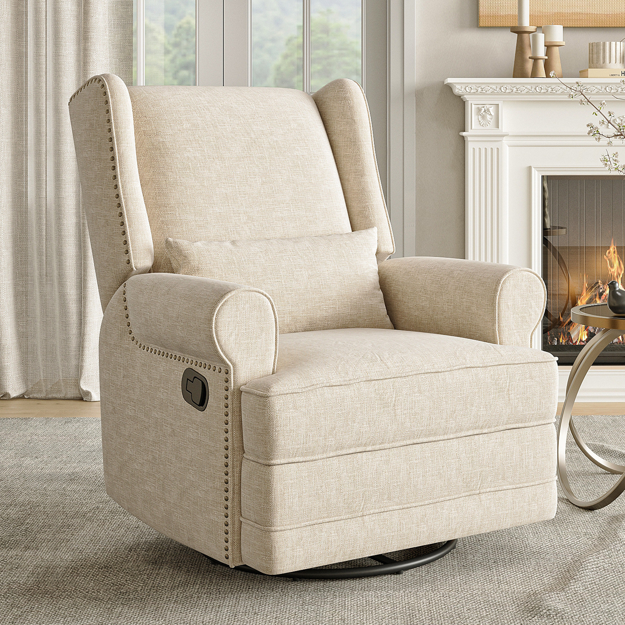 Winston Porter 34" Wide Upholstered Manual Swivel Rocking Recliner ...