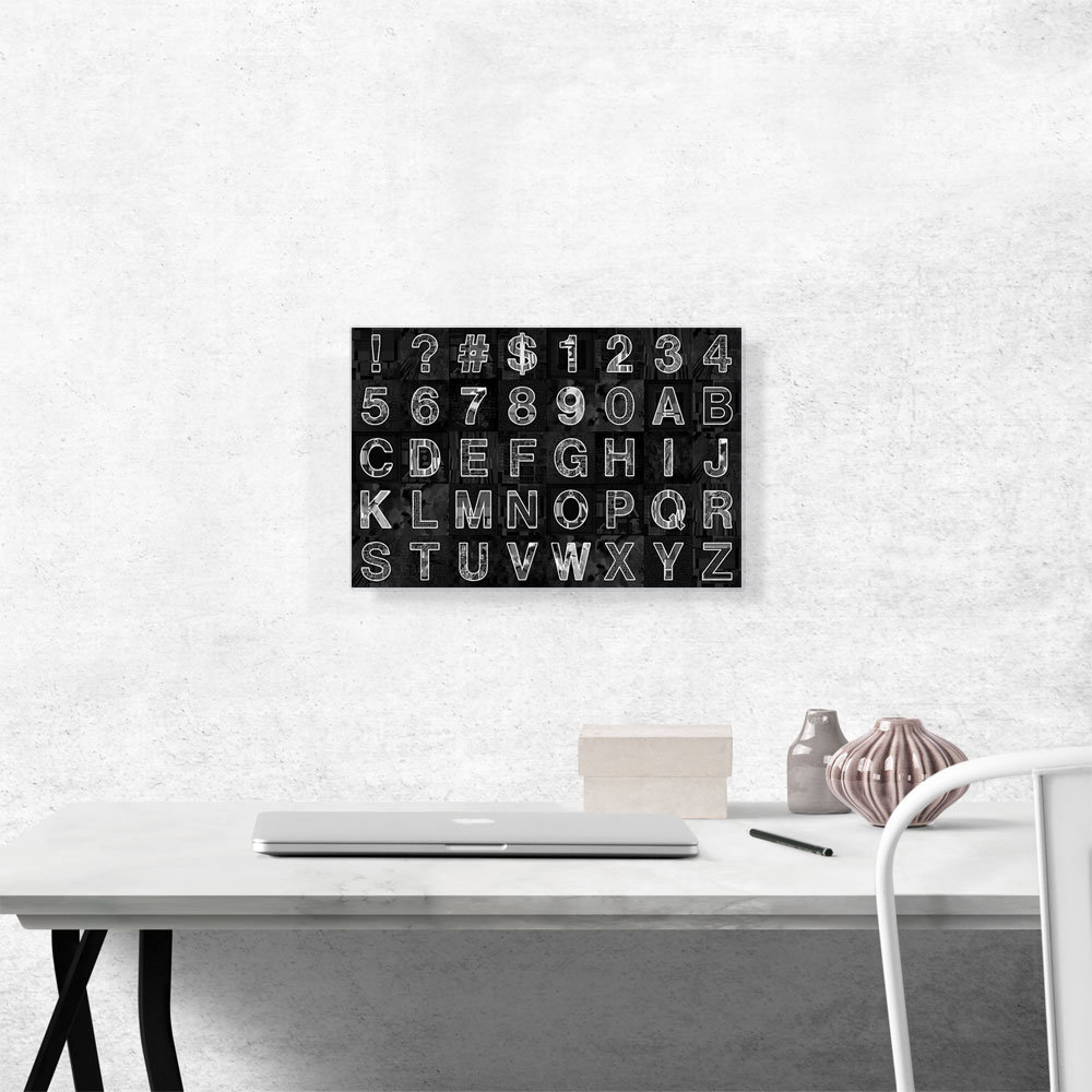 ARTCANVAS Modern Black & White Full Alphabet - Wrapped Canvas Textual ...