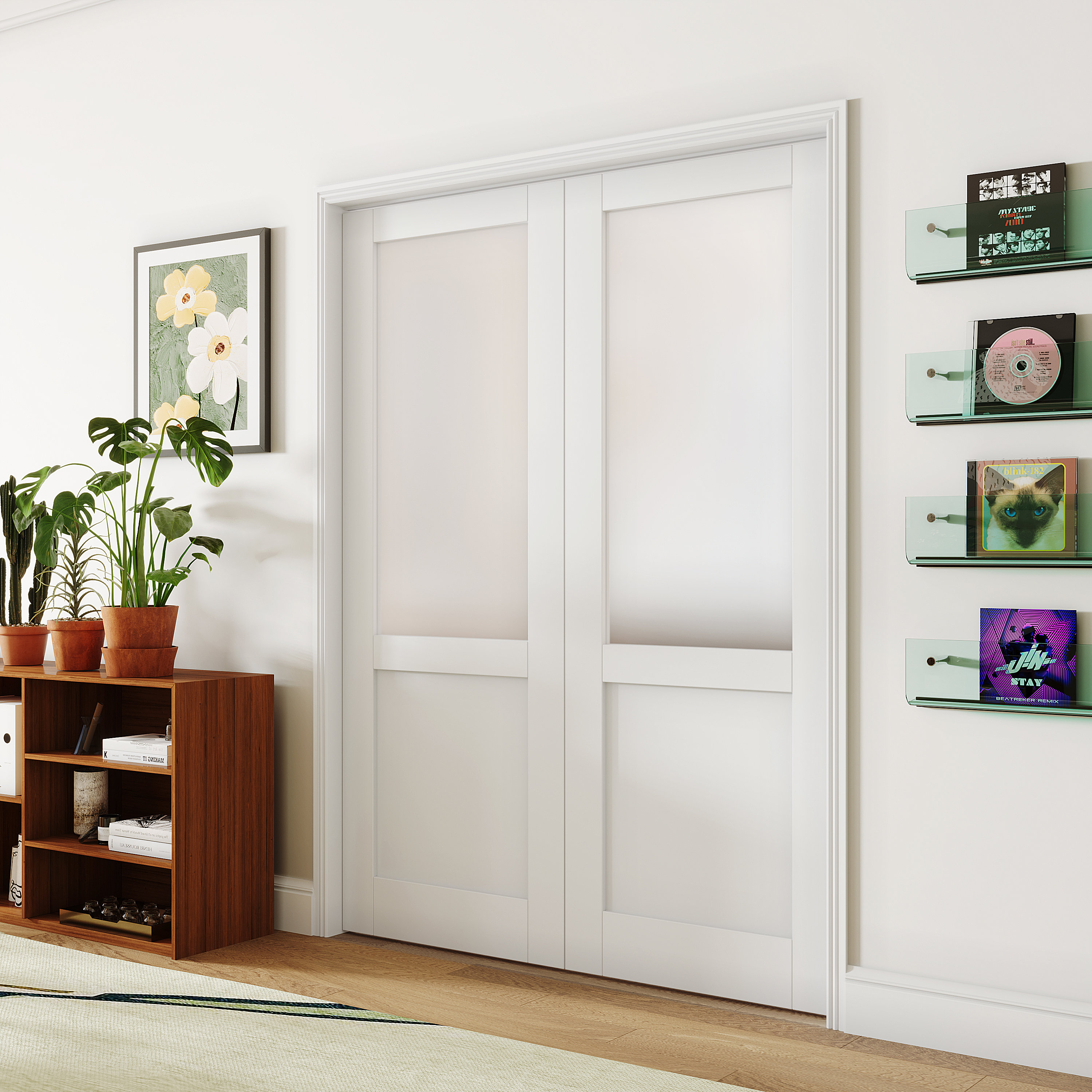 CHIC MODE Half Lite Frosted Glass Prefinished, Manufacture Wood ...