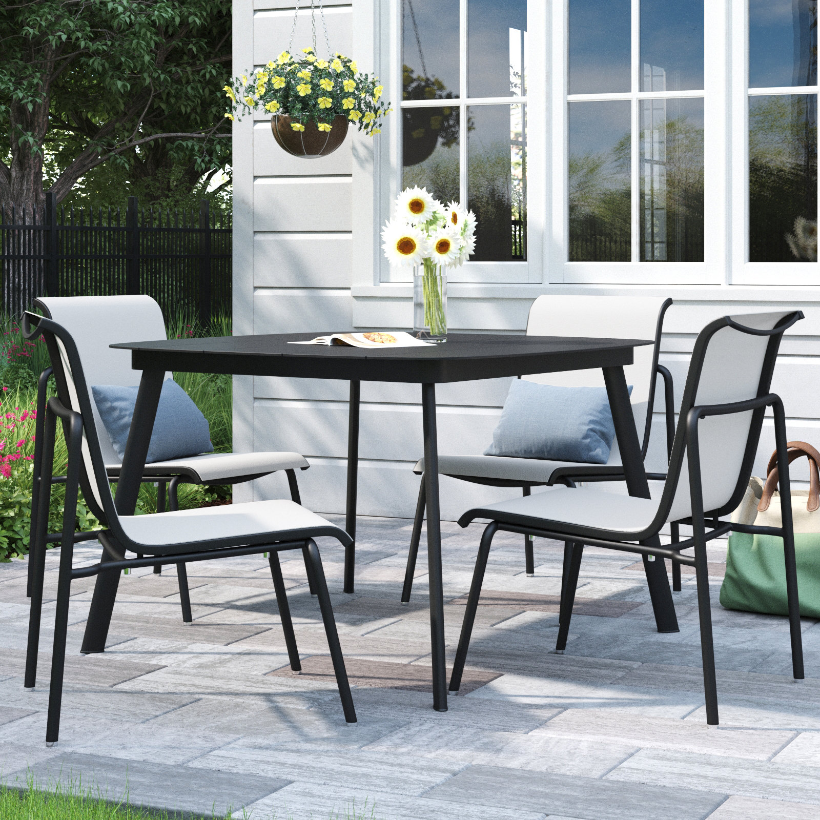 Oxford Garden Orso 5-Piece 45" Square Dining Table & Side Chairs Set ...