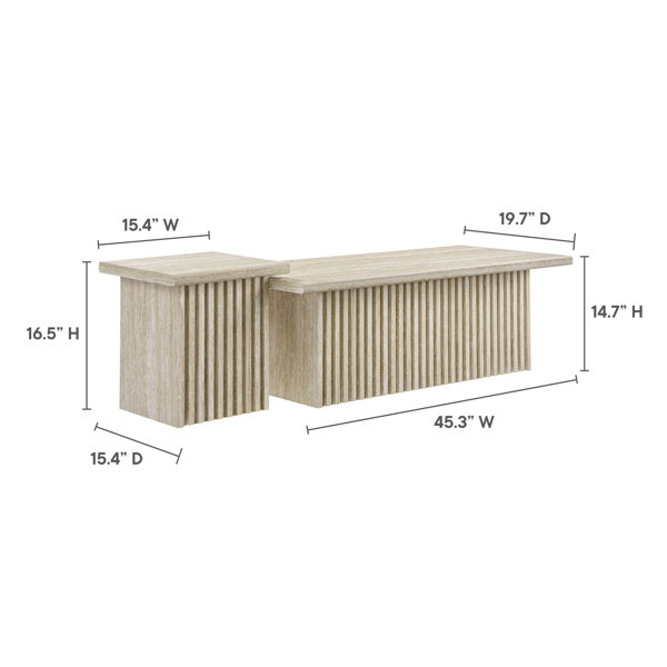Modway Render Nesting Faux Travertine Coffee Tables Set Of 2 In ...