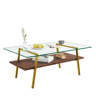 George Oliver Rectangle Coffee Table, Tempered Glass Tabletop with Gold ...