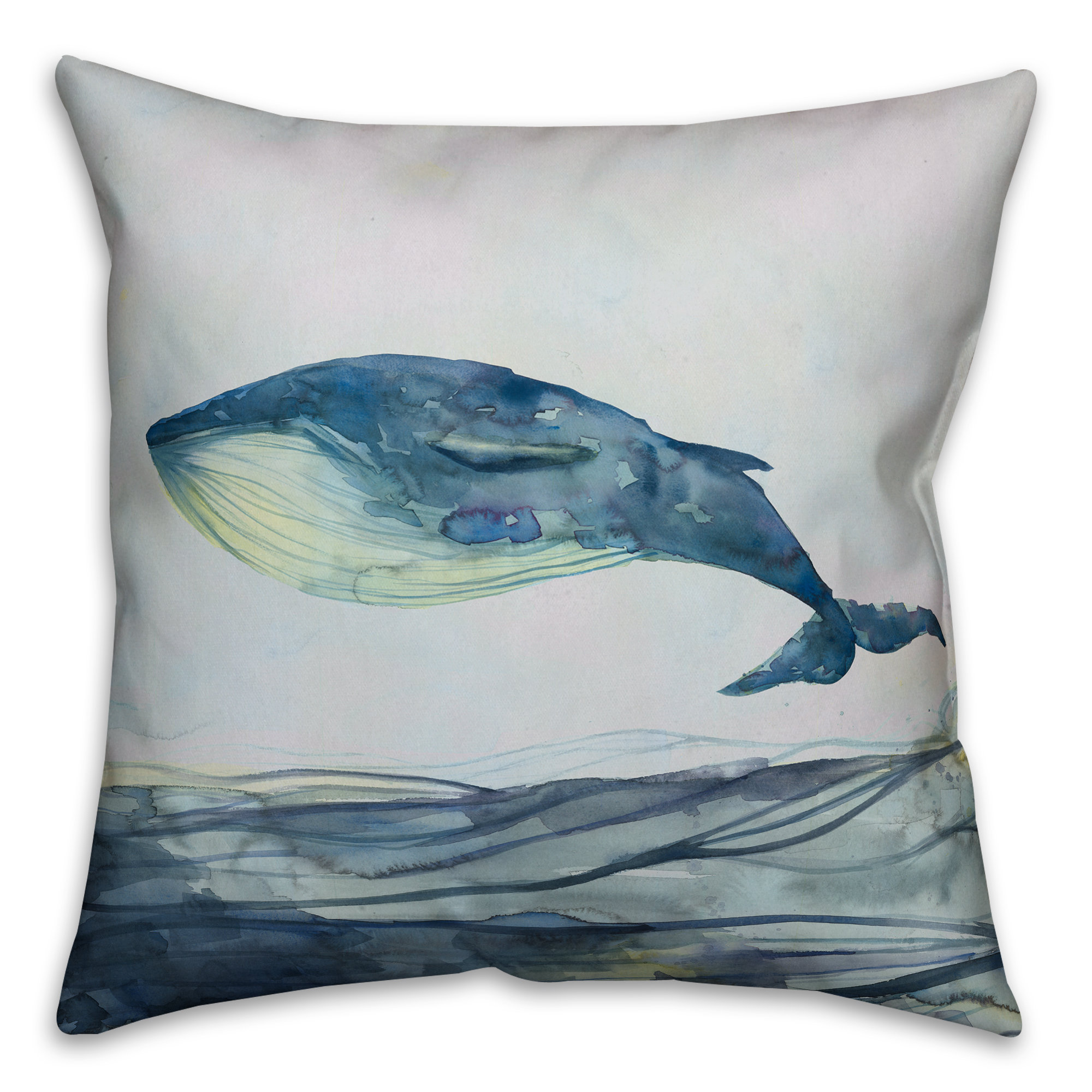 Designs Direct Creative Group Watercolor Whale Throw Pillow | Wayfair