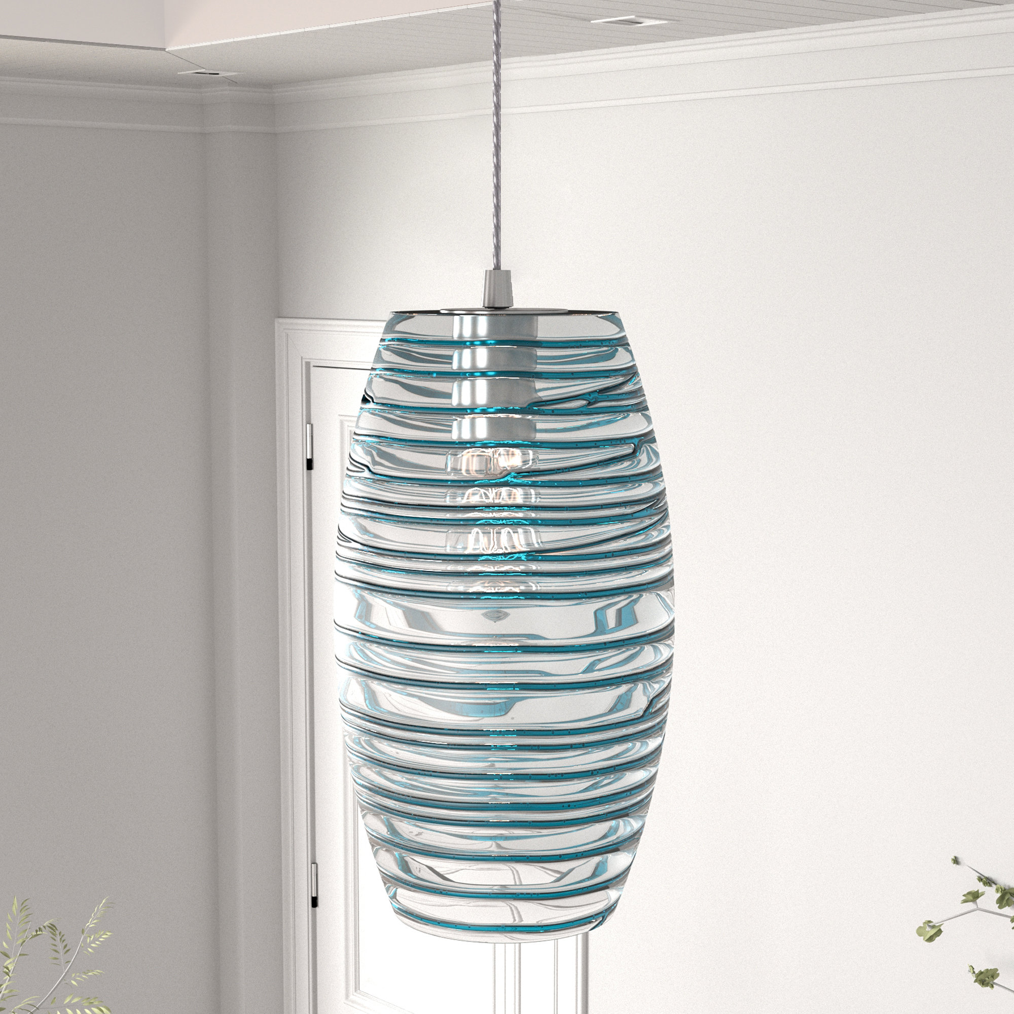 Wade Logan® Aref 1 - Light Single Barrel Pendant with Wrought Iron ...