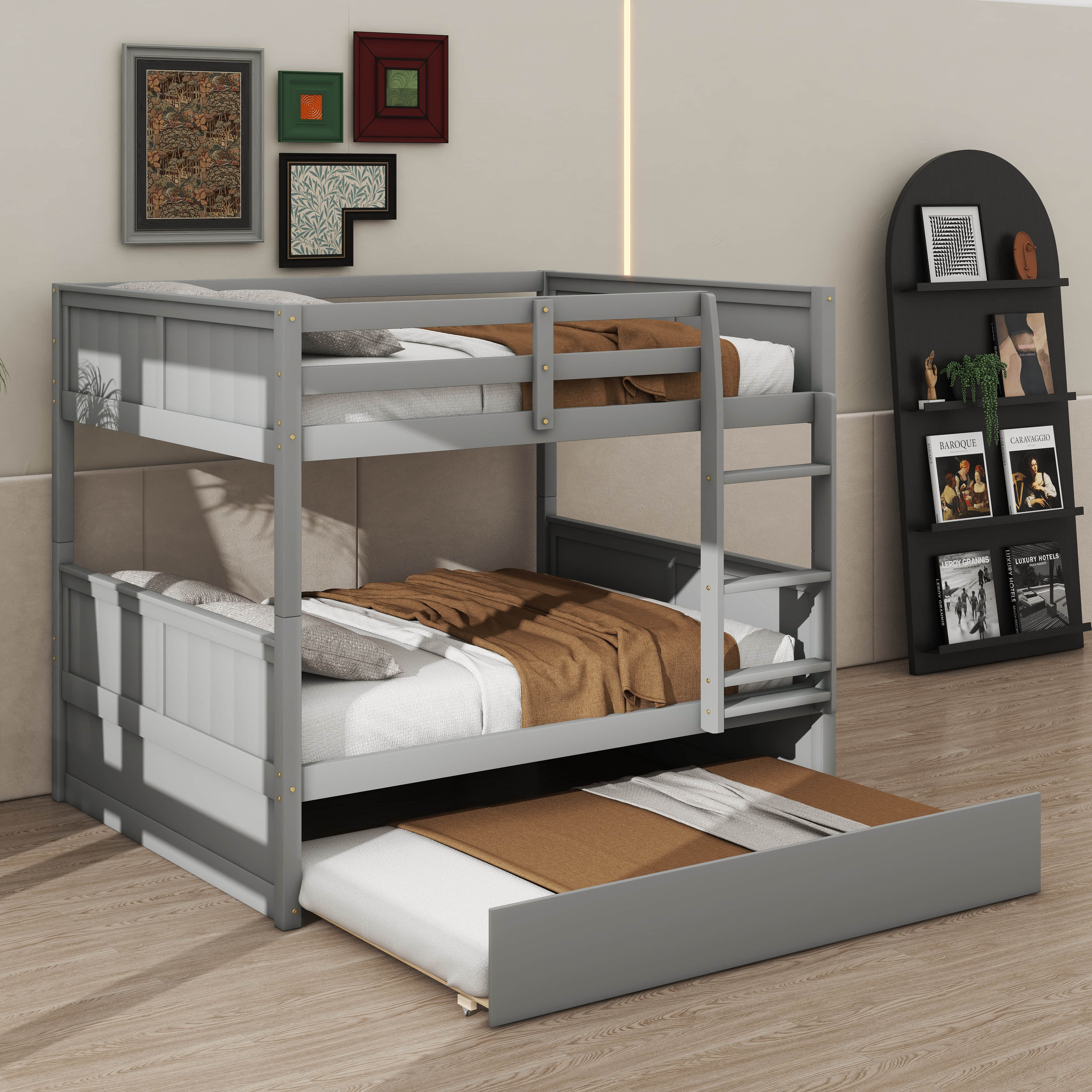 Ophelia & Co. Full Over Full Wood Bunk Bed With Twin Size Trundle ...