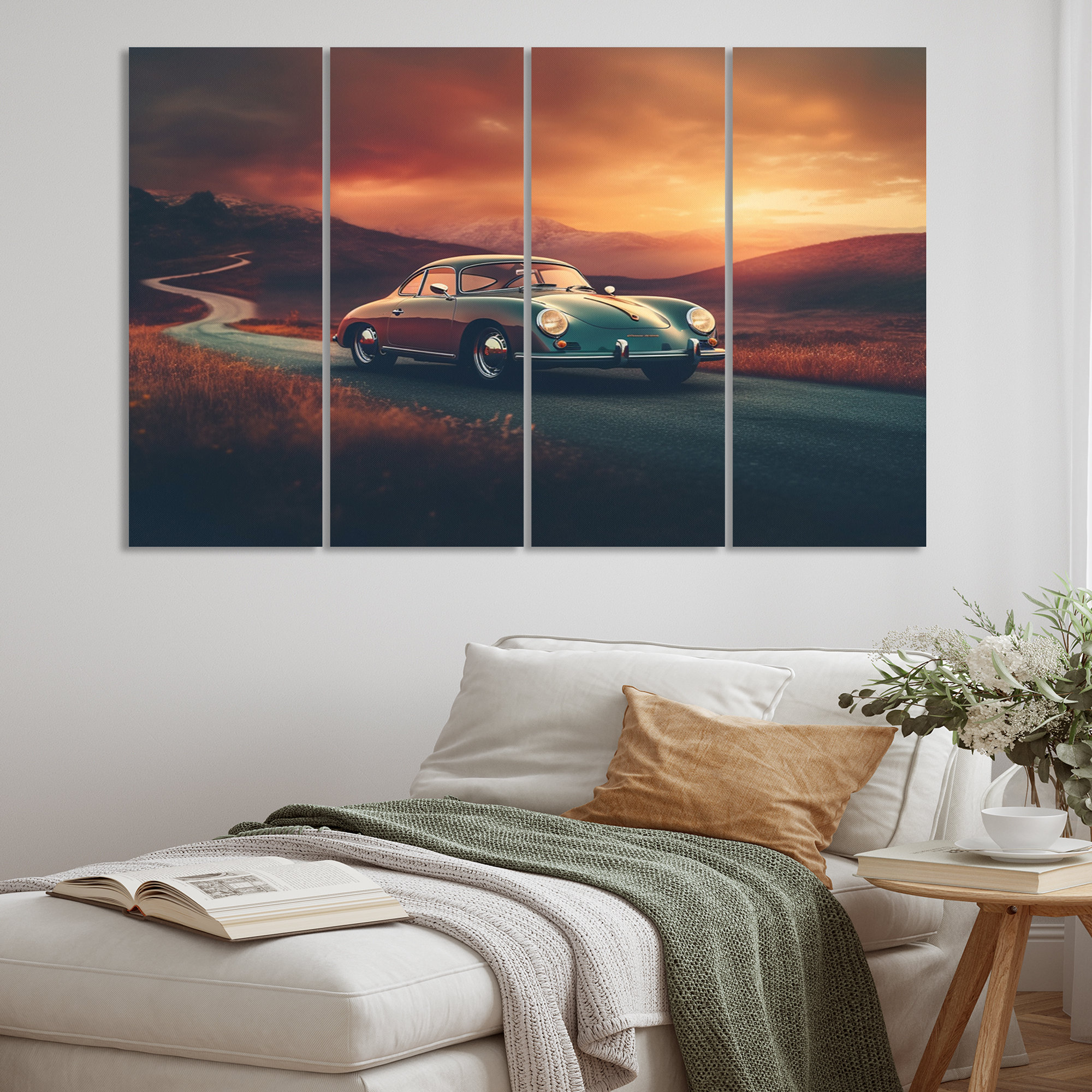 Design Art Classic German Car Scenery I - Retro Car Canvas Art Print ...