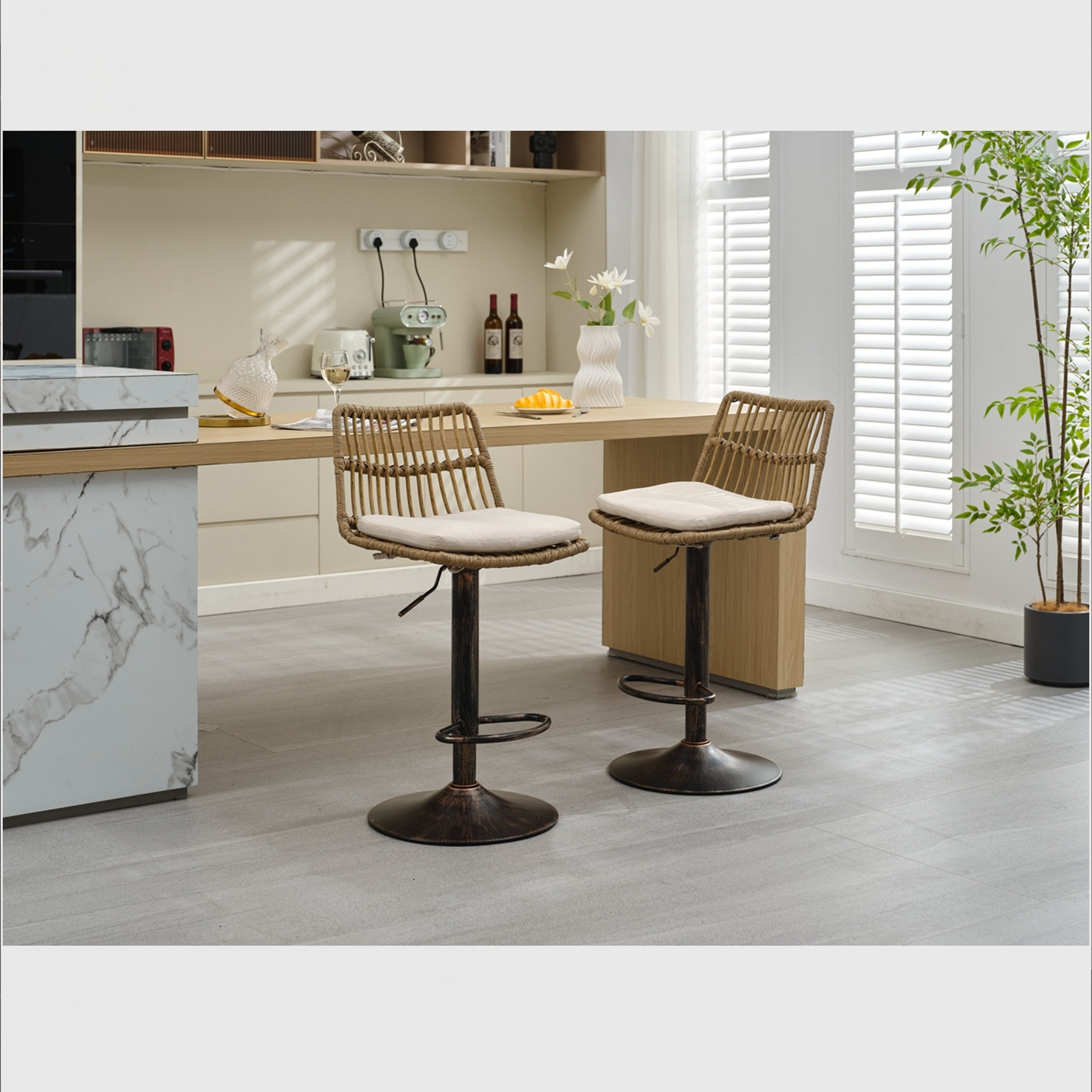 Bay Isle Home™ Vintage Style 2 Piece 360 Degree Swivel Rattan Bar Stool ...