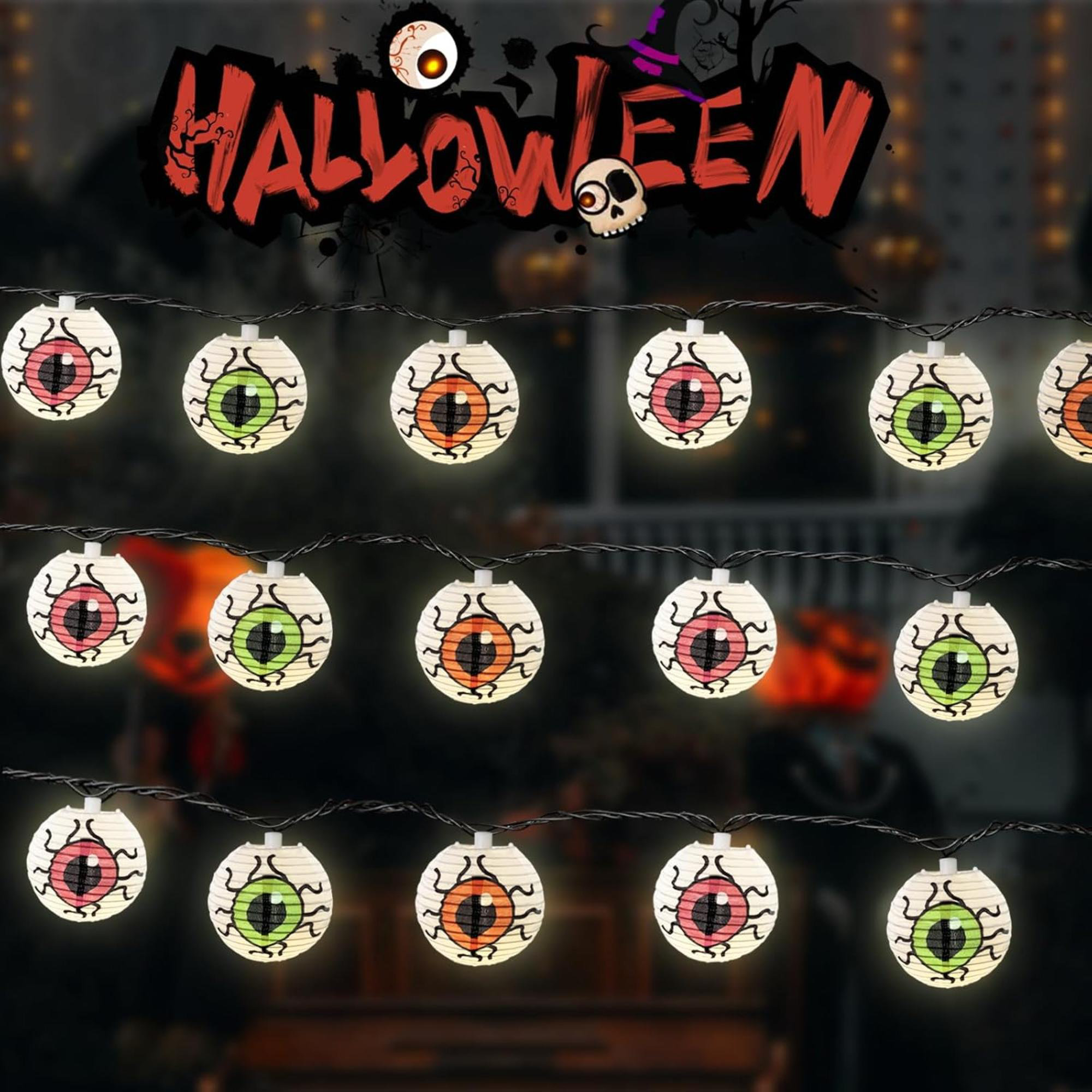 The Holiday Aisle® Halloween Eyeball Lantern Lights,8.5Ft Eyeball ...