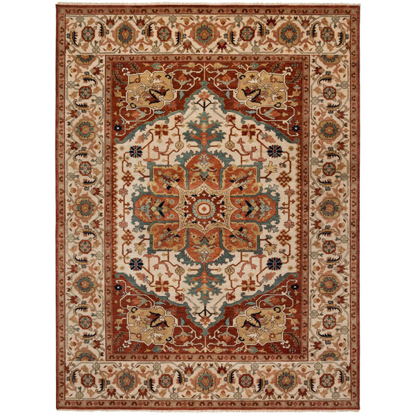 Shalom Brothers Handmade Hand-Knotted Wool Ivory Rug | Wayfair