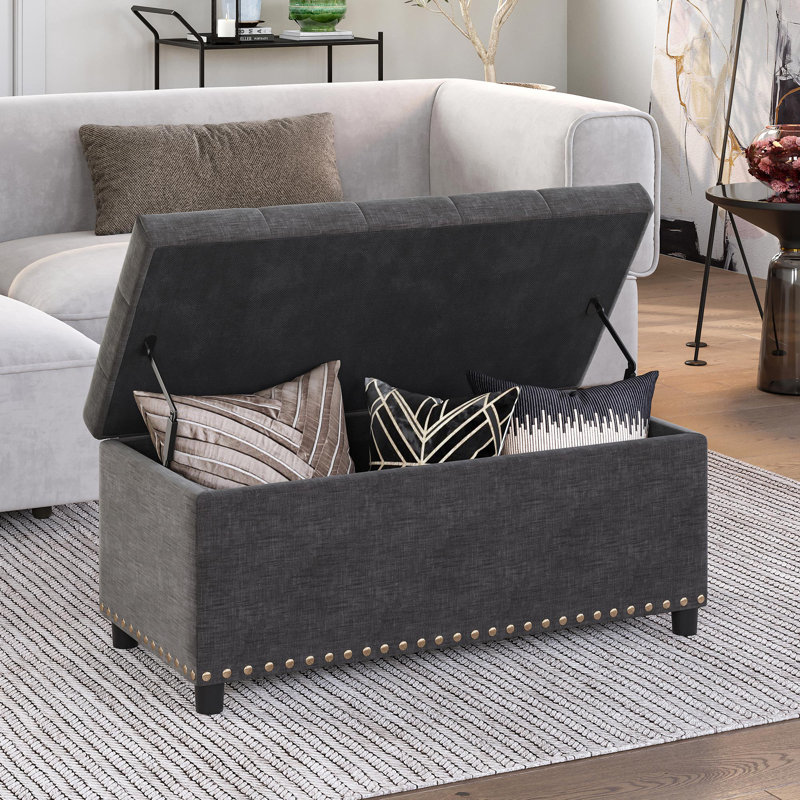 Lark Manor Almarin Upholstered Storage Ottoman & Reviews | Wayfair