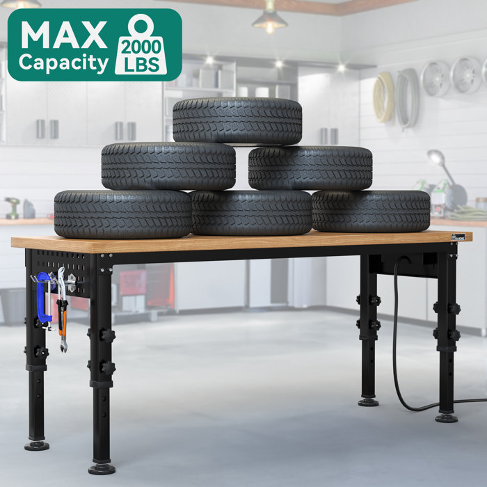 WFX Utility™ Manufactured Wood Top Height-Adjustable Workbench with ...