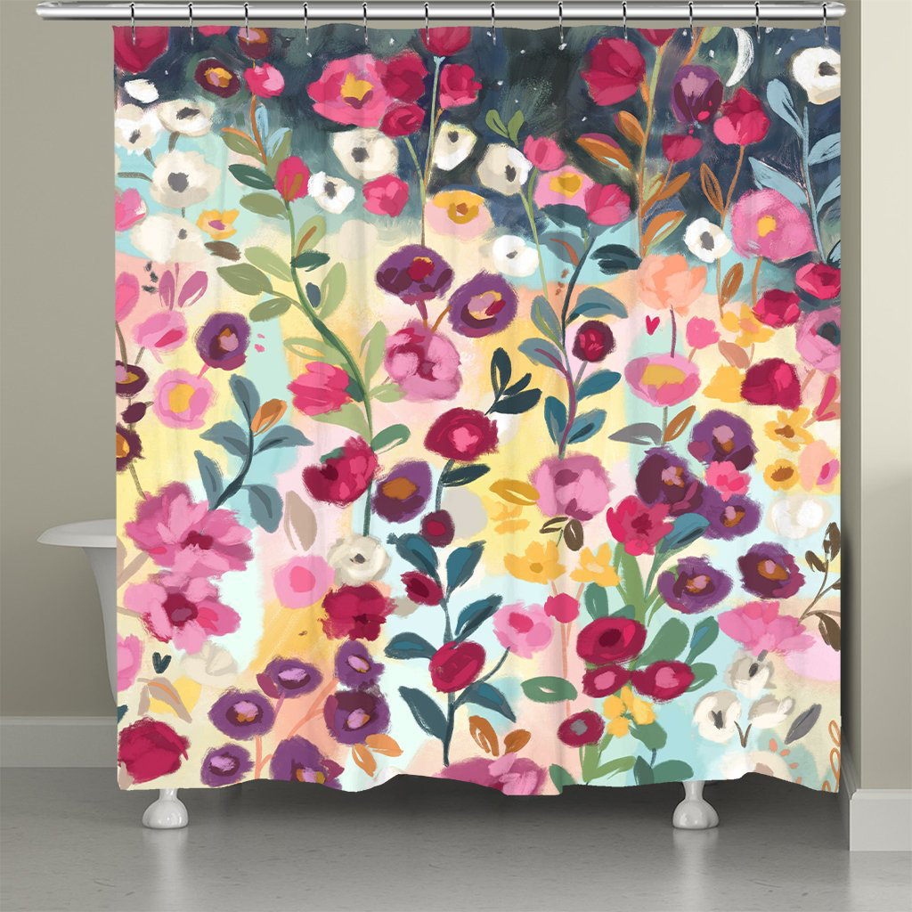 East Urban Home Floral Party Midnight Shower Curtain By Laural Home ...