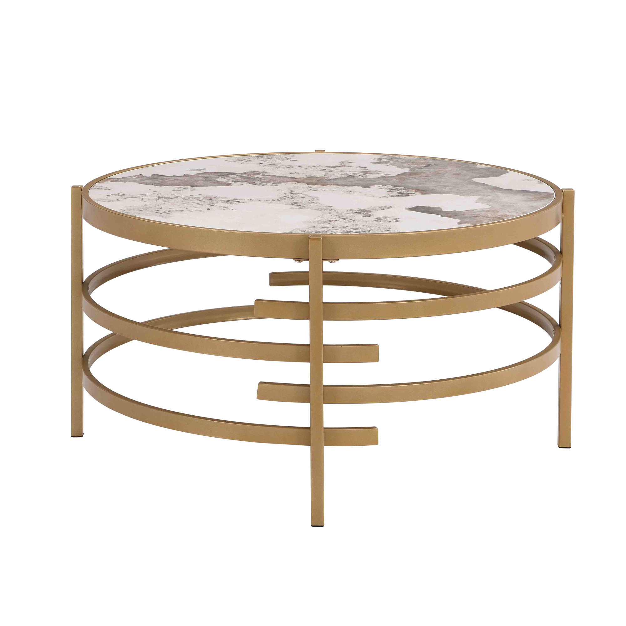 Mercer41 32.48'' Round Coffee Table With Sintered Stone Top&Sturdy ...