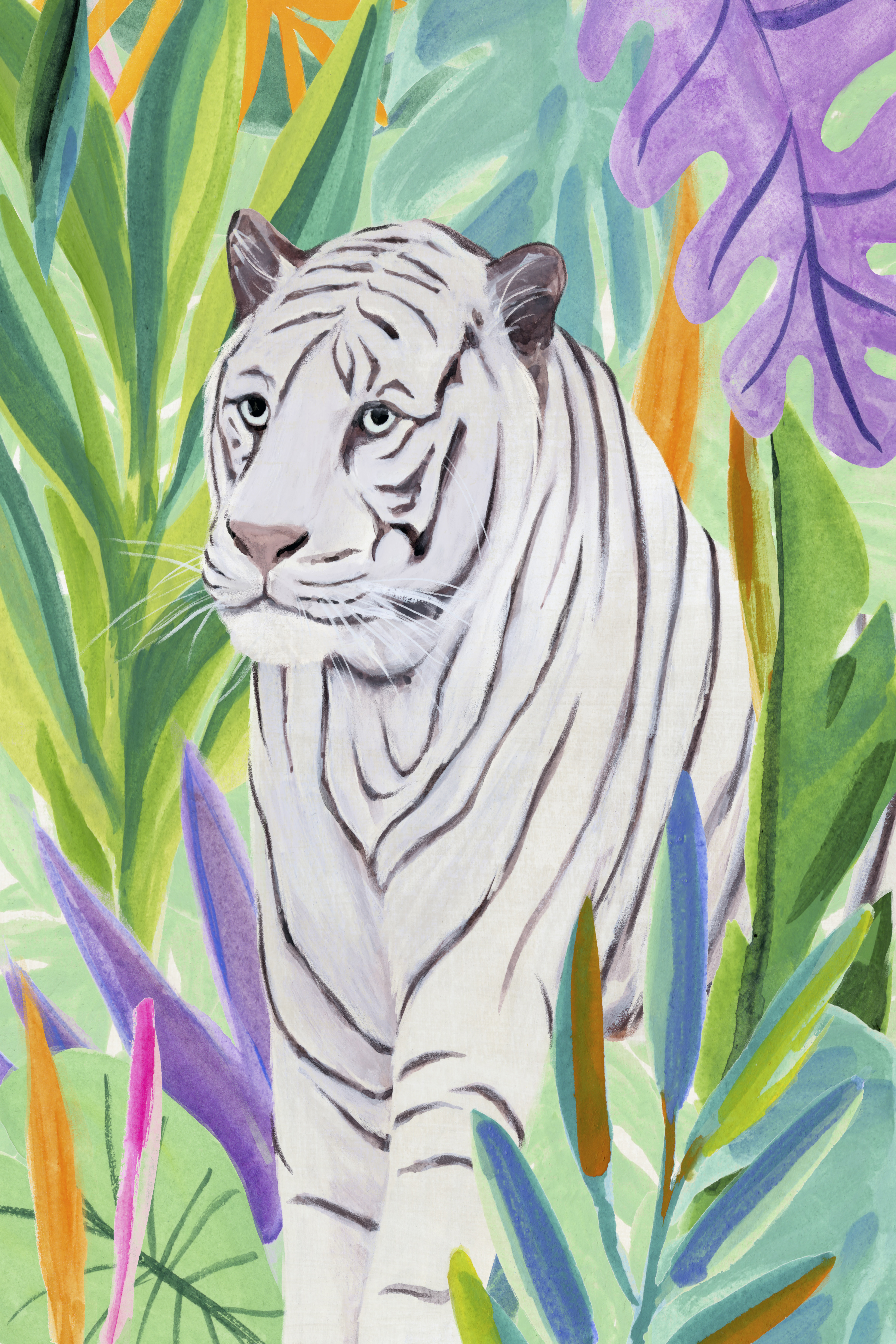 17 Stories Tropic Tiger I by Annie Warren - Wrapped Canvas Painting ...