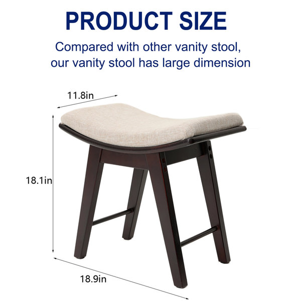 Red Barrel Studio® Vanity Stool With Rubber Wood Leg, Makeup Bench With ...