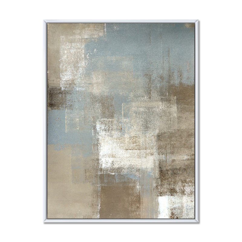 17 Stories Gray Meets Brown Abstract Art III - Floater Frame Painting ...