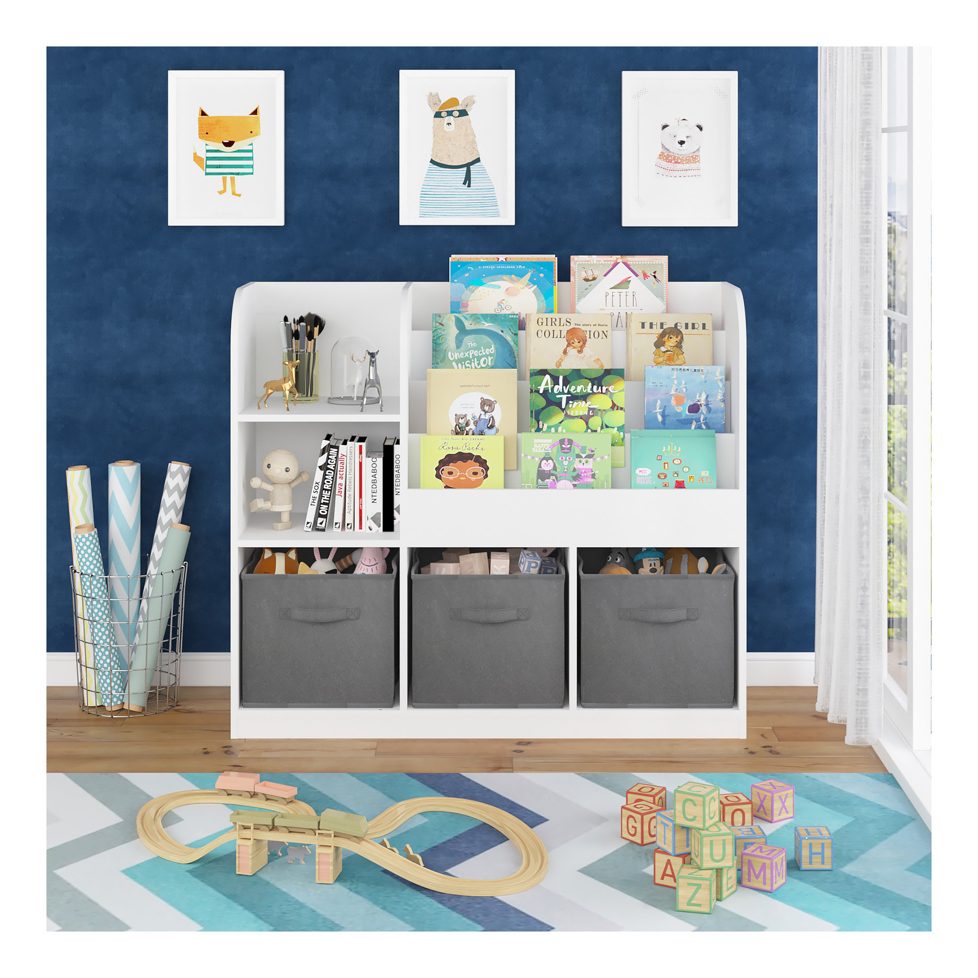 George Oliver Bookcase and Bookshelf, Multifunctional Bookcase with 3 ...