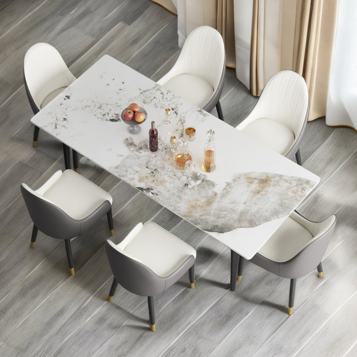 Orren Ellis Yianna Modern Stone Dining Table for Modern Kitchen Living ...