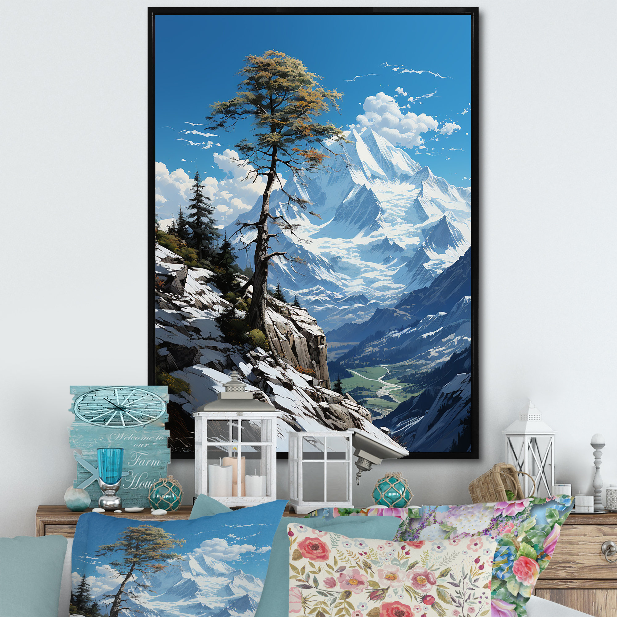 Millwood Pines Pine Tree Winter Solitude - Floater Frame Print on ...