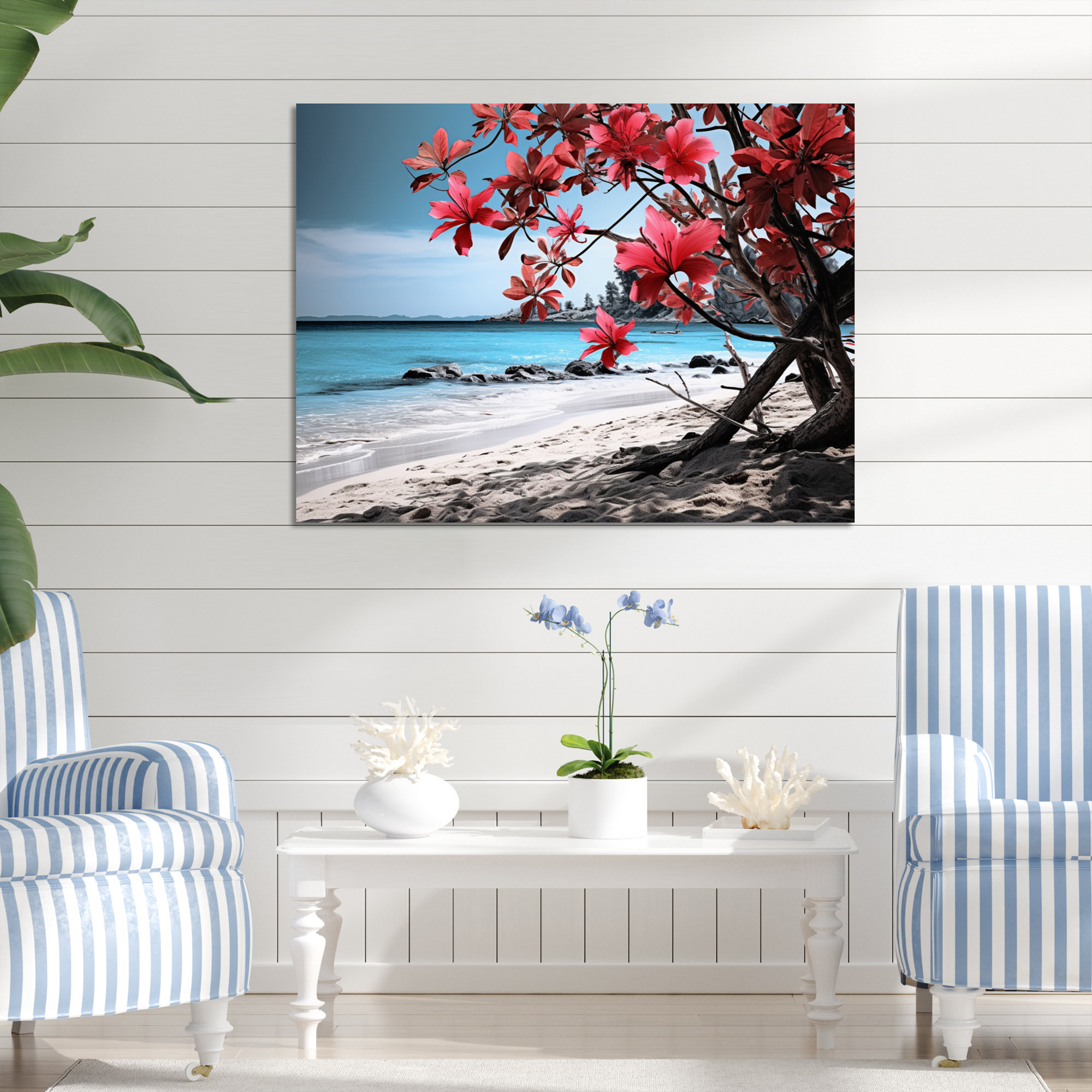 Highland Dunes Pink And Turquoise Beach - Nautical & Beach Metal Wall ...