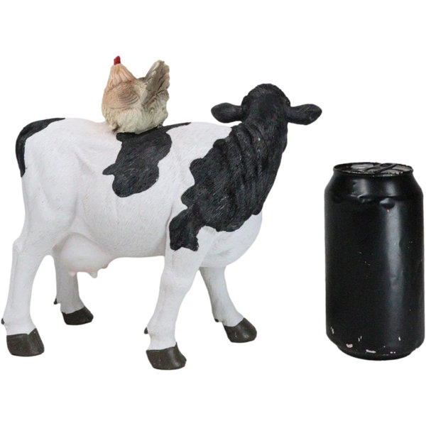 August Grove® Western Country Rustic Farmhouse Holstein Cow With Hen ...