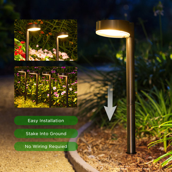 LETMY Black Low Voltage Solar Powered Integrated LED Pathway Light ...