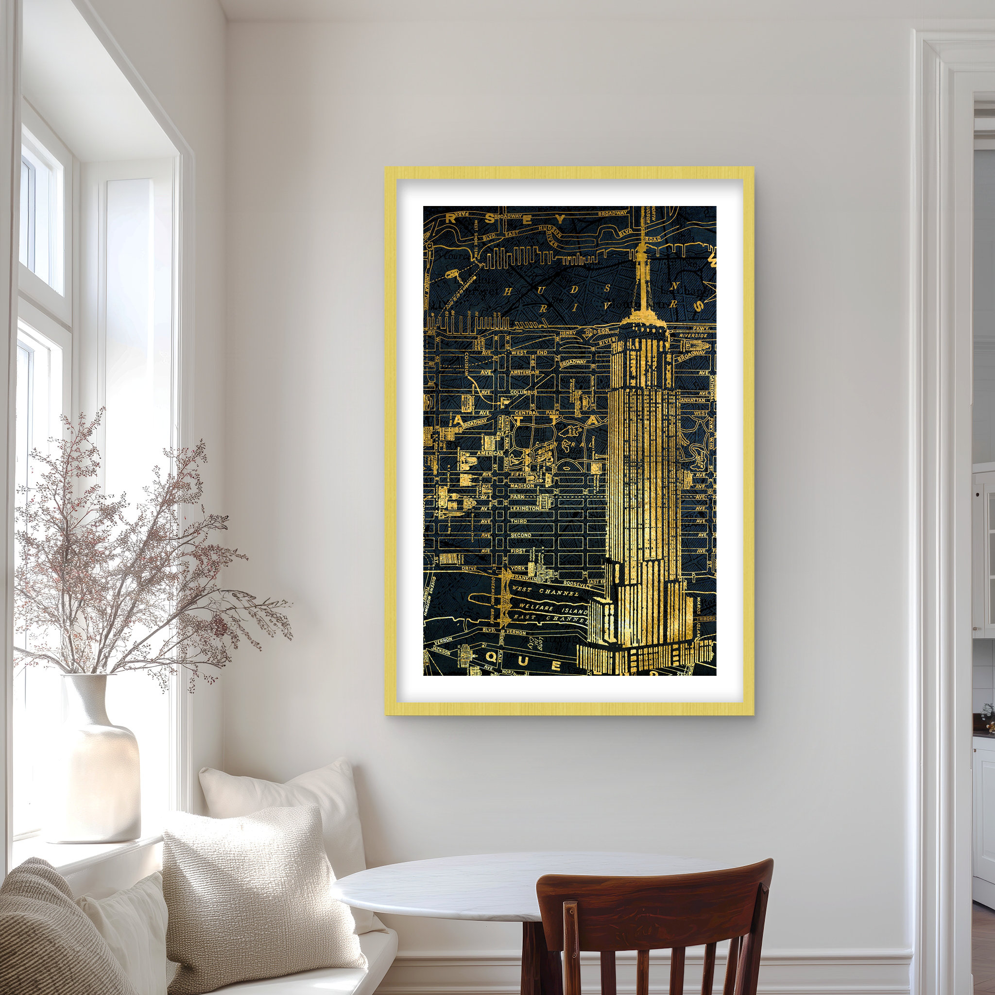 Lark Manor™ Gold City Blueprint - Framed Matted Print for Home Decor ...