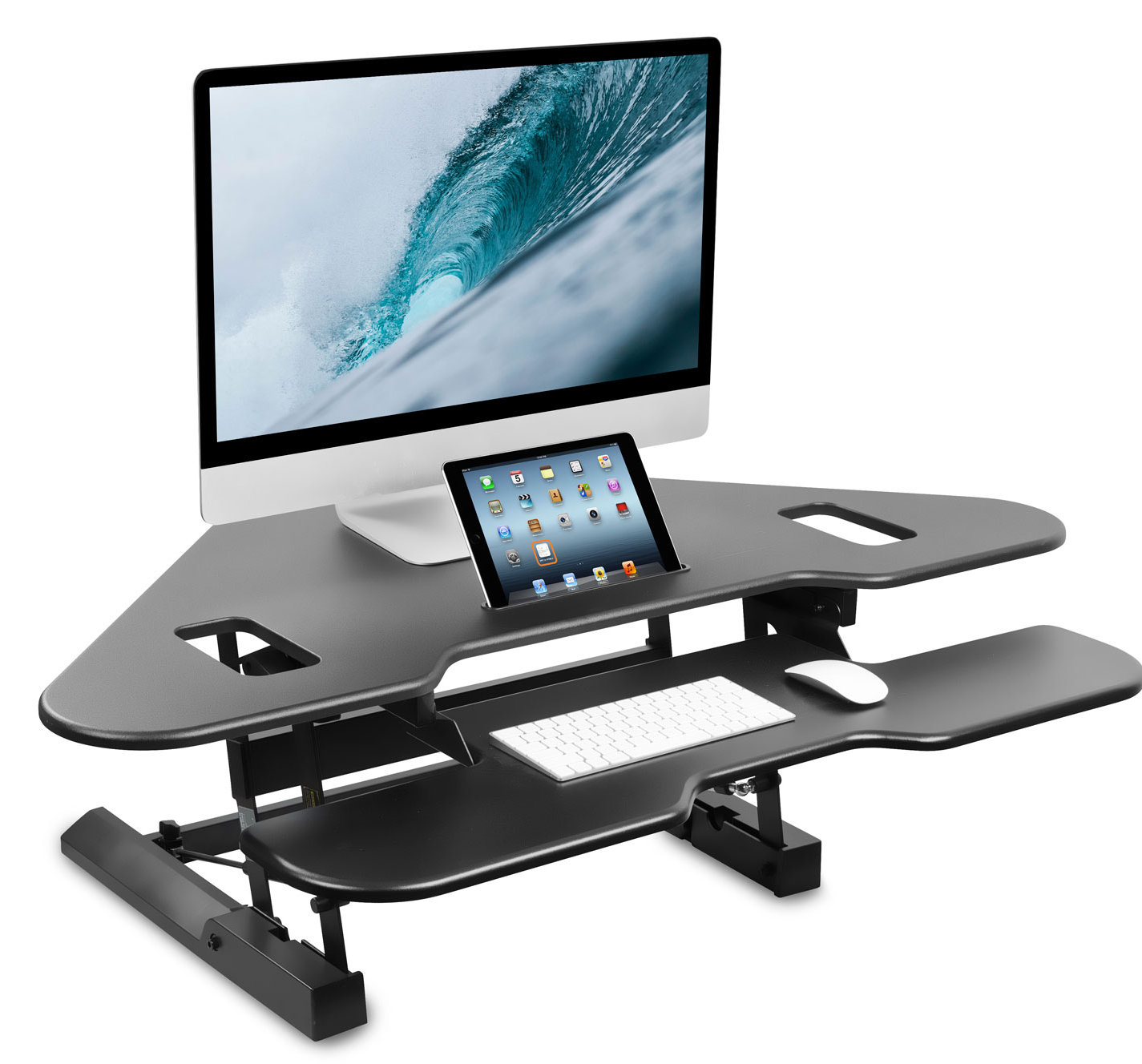 Mount-It! Corner Standing Desk Converter, Height Adjustable 43 Wide ...