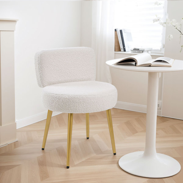 Fairmont Park Indoor Faux Fur Accent Stool Soft Dressing Chair with ...