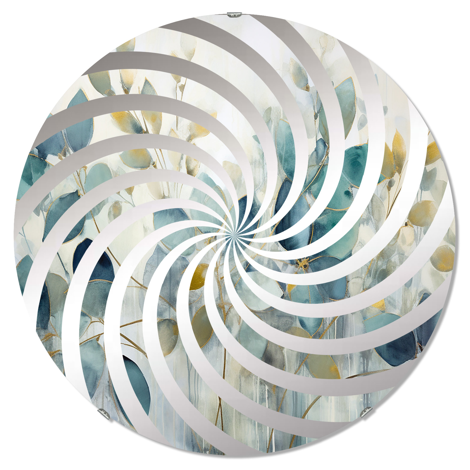 Design Art Blue Botanical Rhythms II - Vortex Decorative Mirror Circle ...