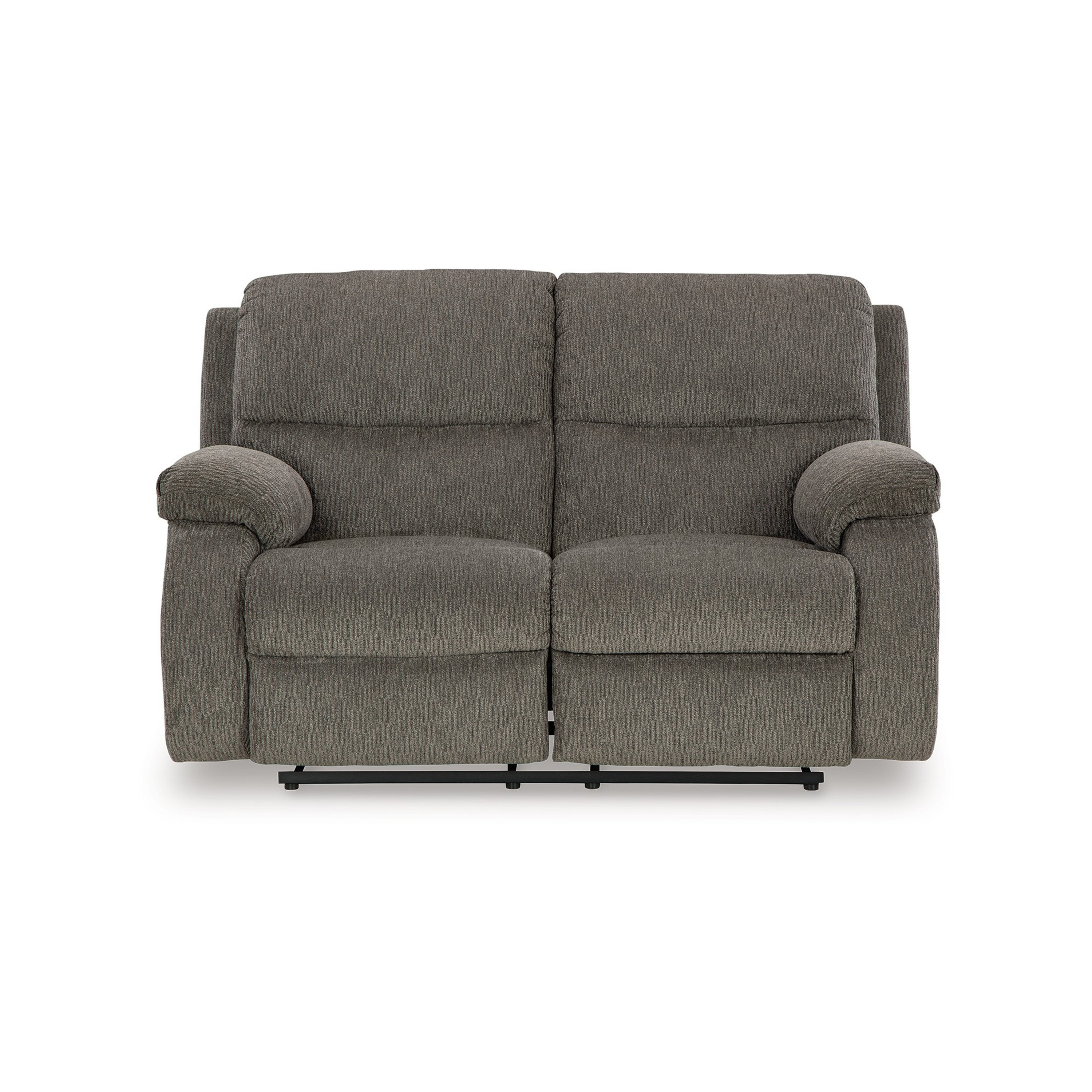 Benjara Lyla Manual Reclining Loveseat, Bustle Back, 61 Inch Polyester ...