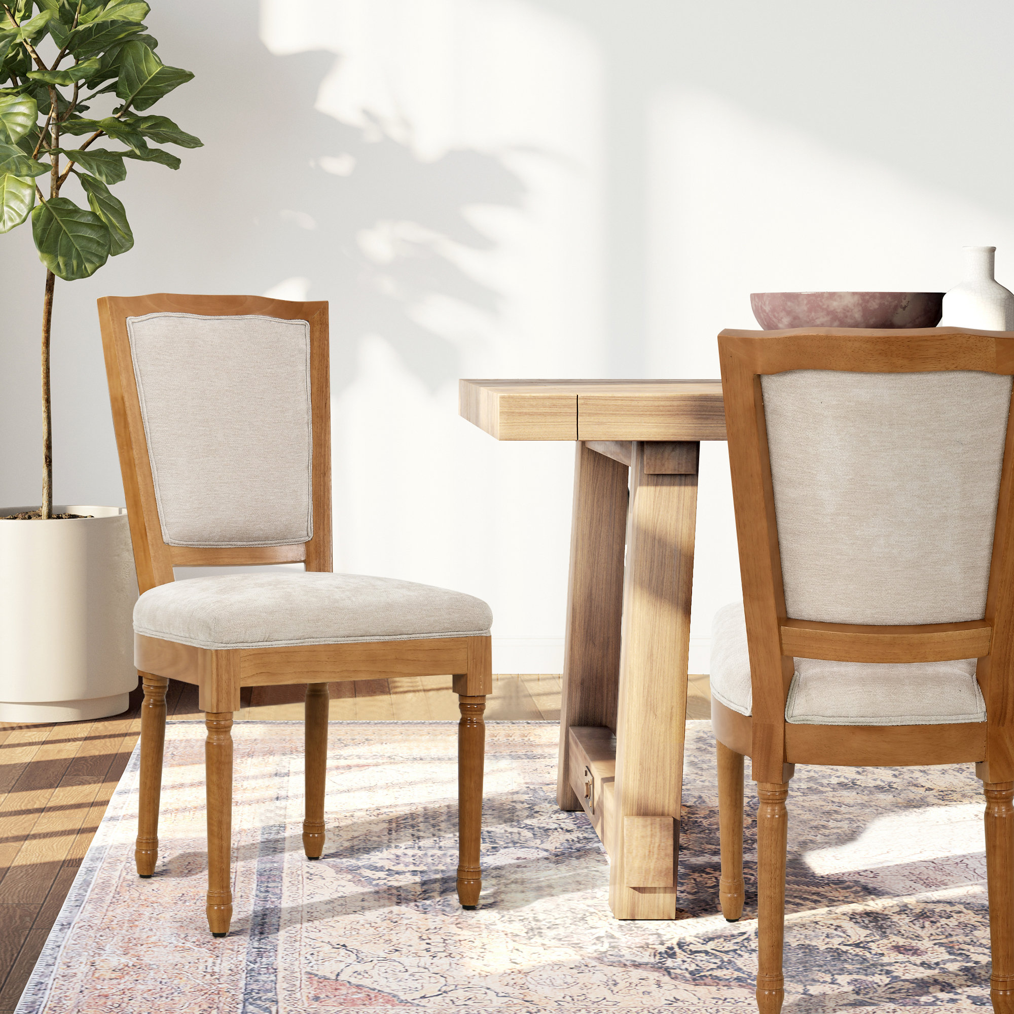 Lark Manor™ Allanie Linen Solid High Back French Dining Chair Farmhouse ...