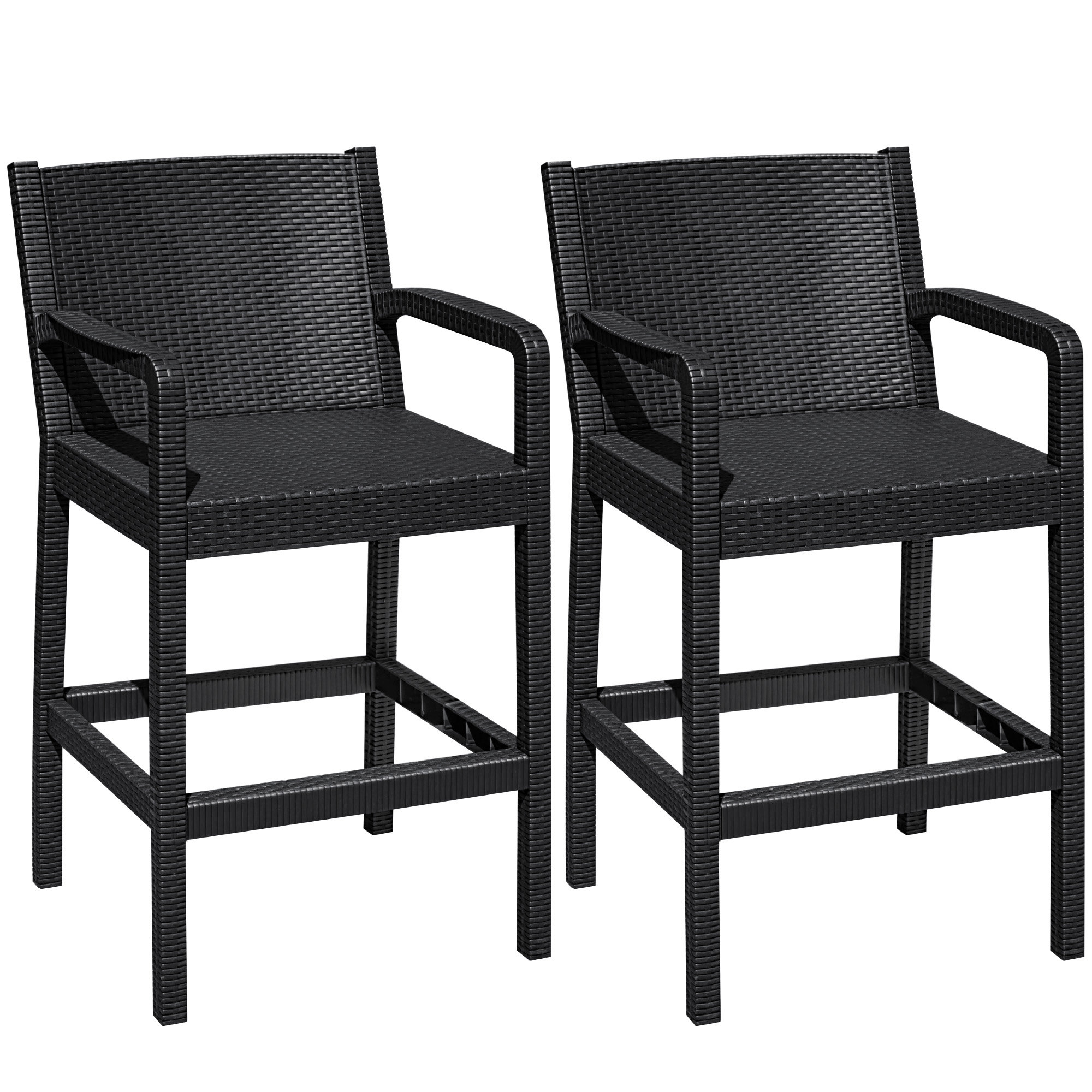 Ebern Designs 2-piece Outdoor Weather-resistant Bar Stools With Armrest ...