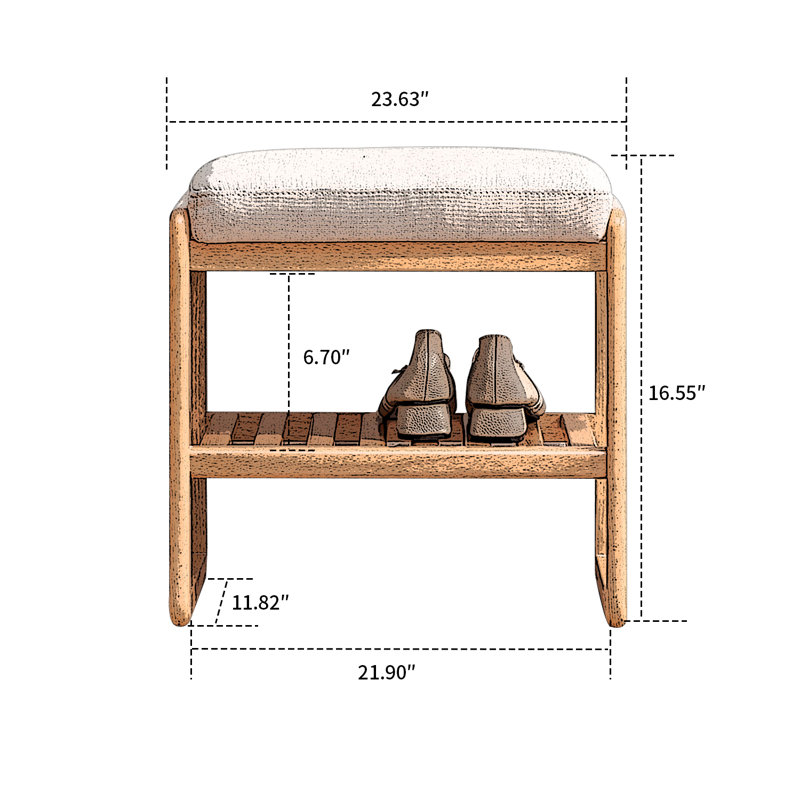 Latitude Run® Solid Wood Shelves Storage Bench | Wayfair