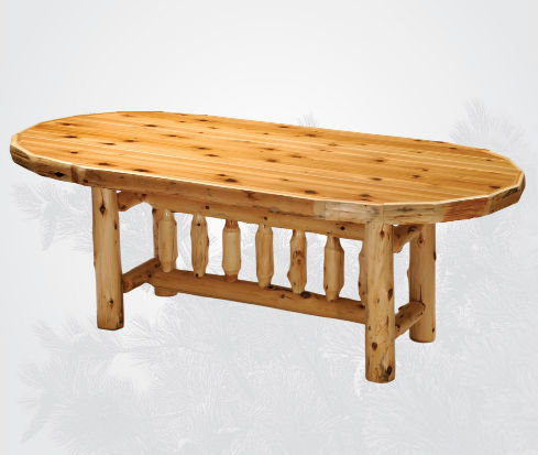Fireside Lodge Traditional Cedar Log Oval Dining Table | Wayfair