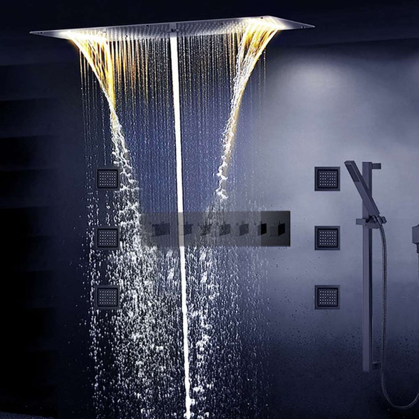 FontanaShowers Savona 22 Inch Matte Black Digital Shower System with ...