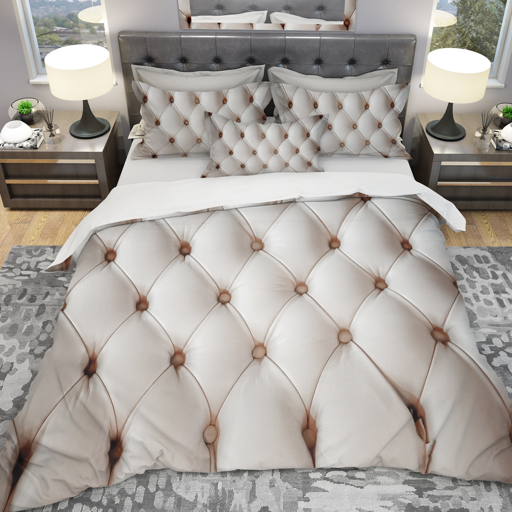 Design Art Designart Diamond Shaped Leather Couch Duvet Cover Set | Wayfair