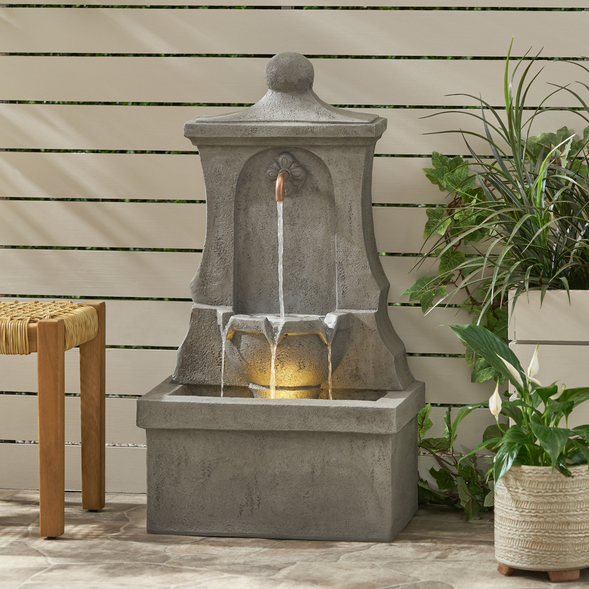 Astoria Grand 34.5" High Duffy Outdoor Fountain, Weather Resistant ...