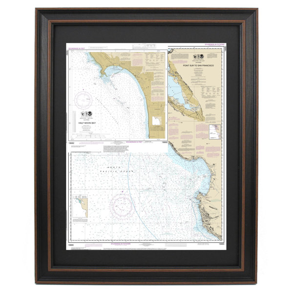 Longshore Tides Half Moon Bay | Nautical Chart | Framed Print | Wayfair