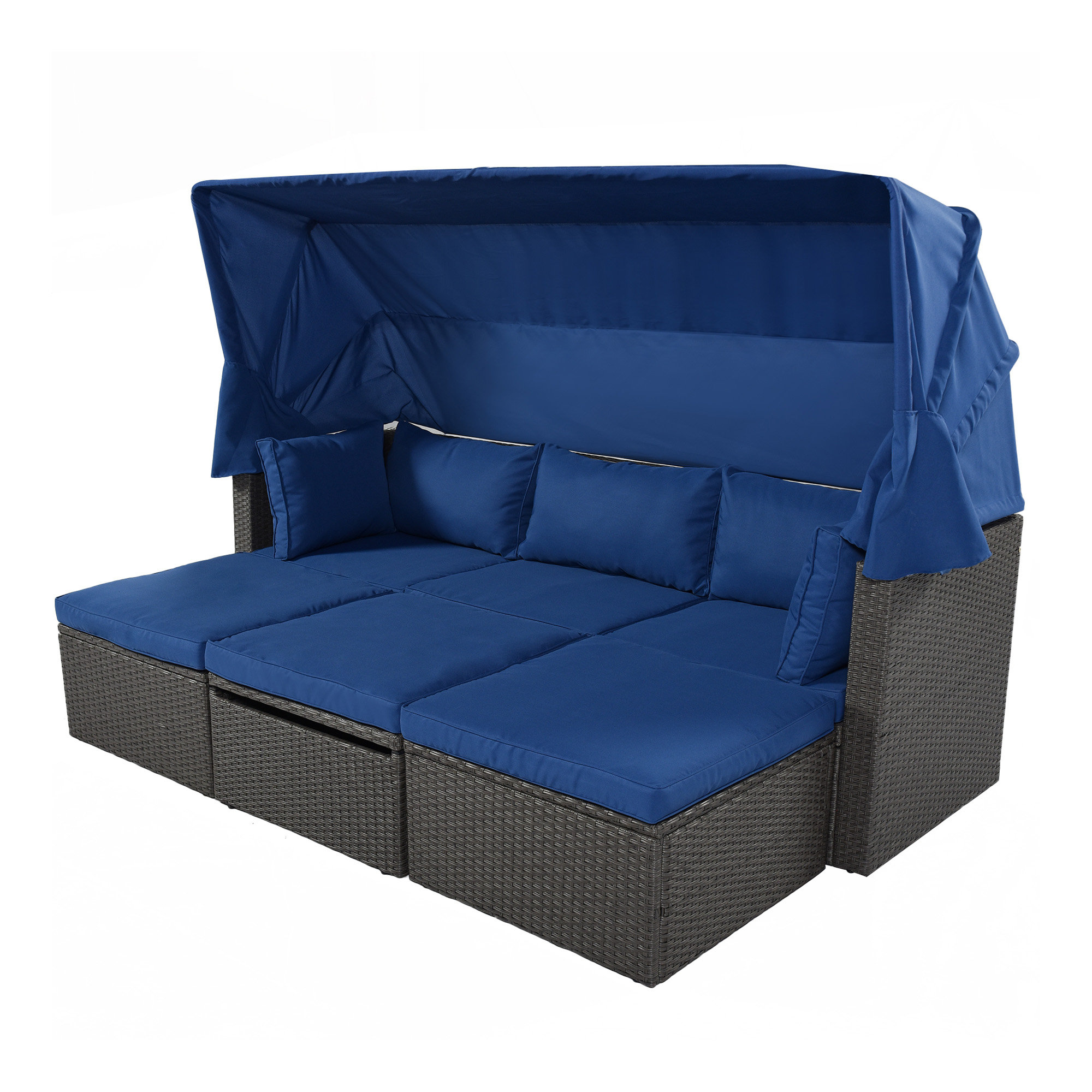 Latitude Run® Outdoor Patio Rectangle Daybed with Retractable Canopy ...
