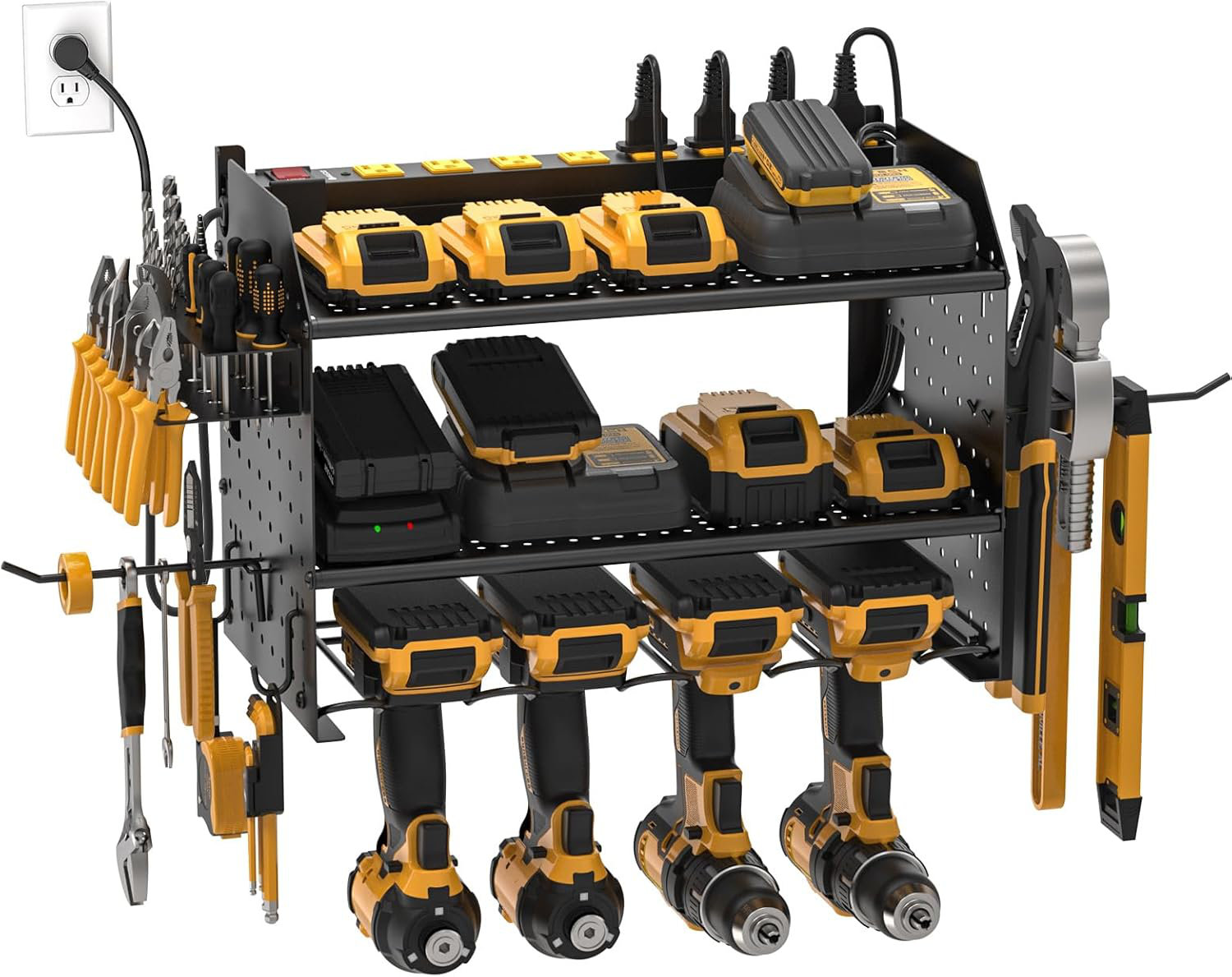 17 Stories Wall-Mounted Power Tool Organizer With Charging Station And ...