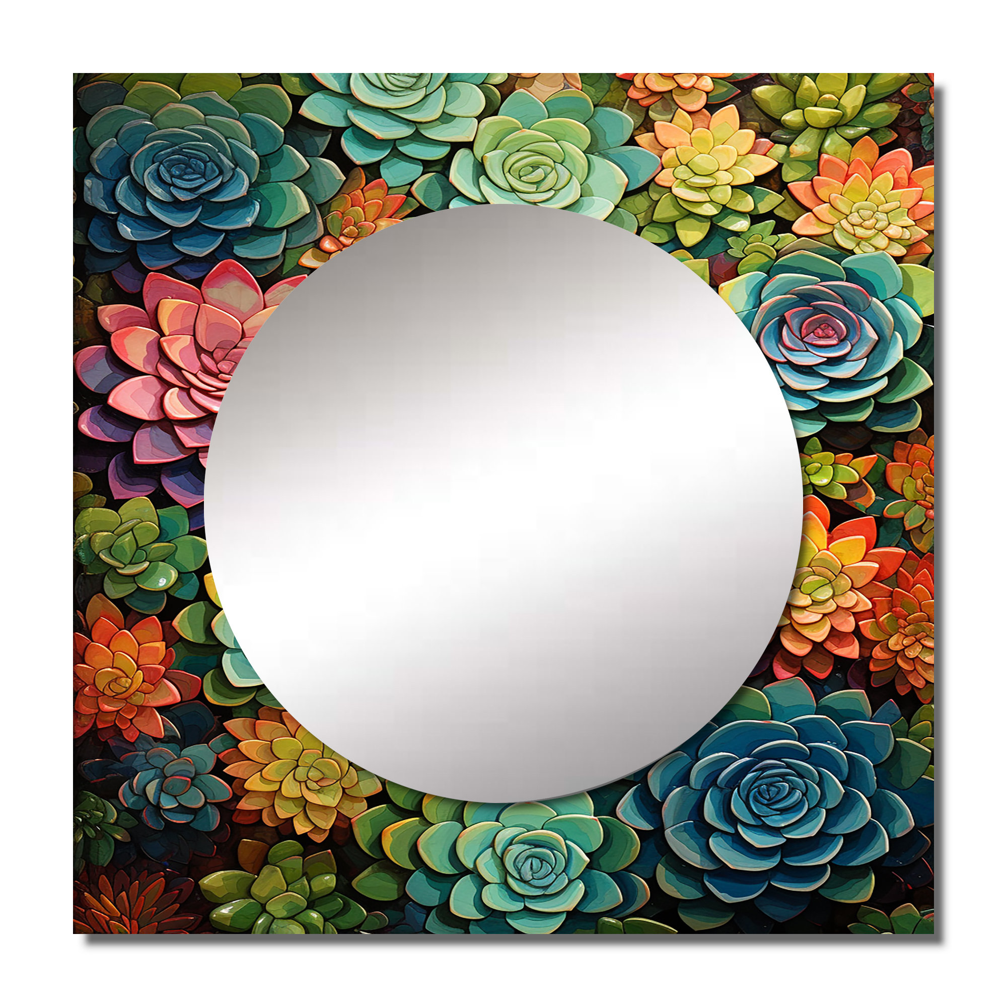 Design Art Succulents Succulent Mosaic - Floral & Botanical Square ...