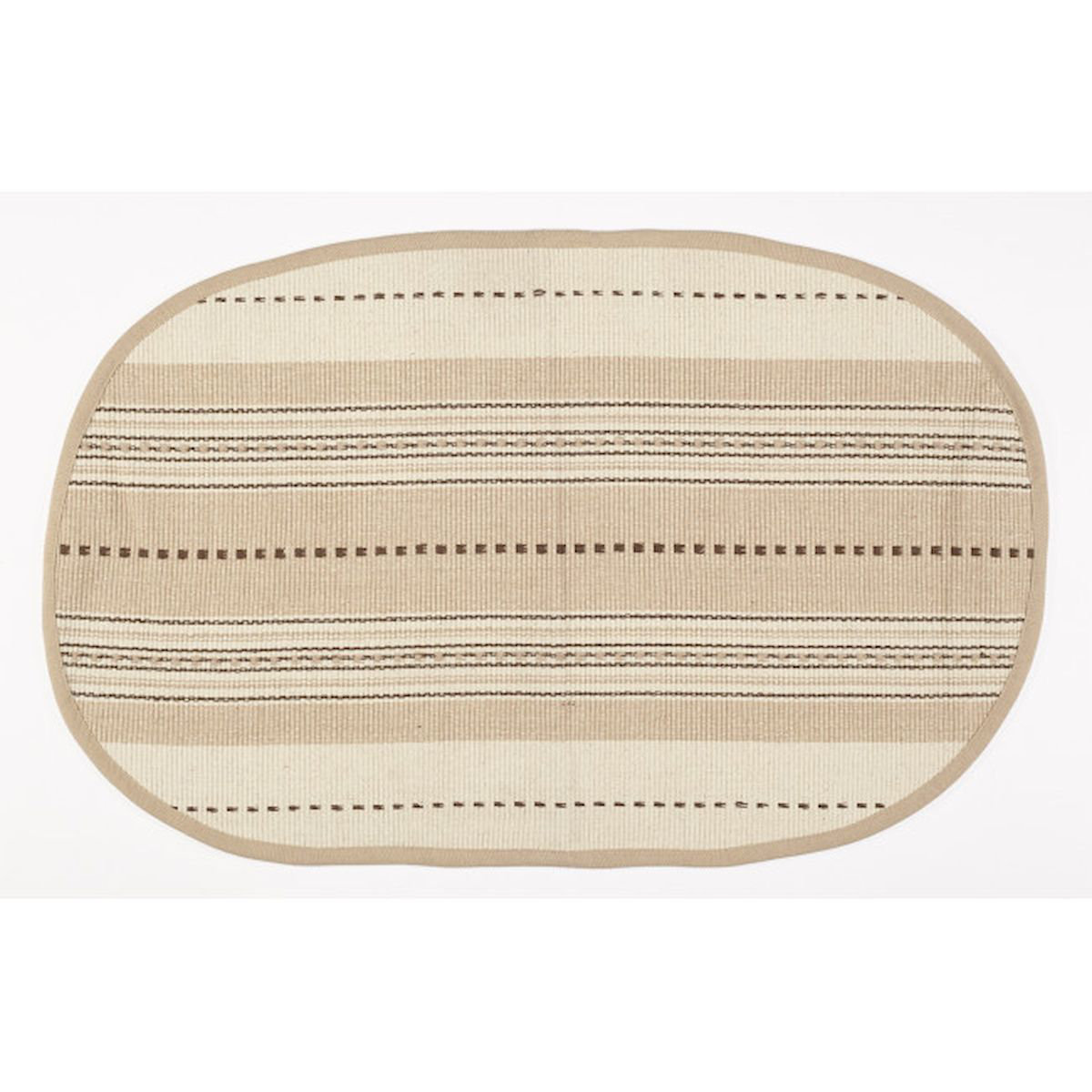 Gracie Oaks Beige And Cream Striped Oval Floor Mat - Wayfair Canada